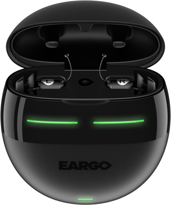 Eargo 8 device and case.